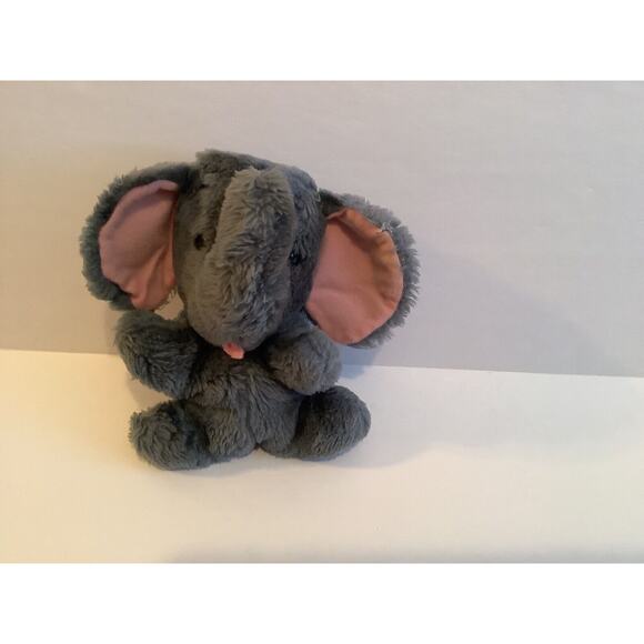 Toys | Vintage Plush Gray Elephant With Pink Ears Stuffed Elephant Soft ...
